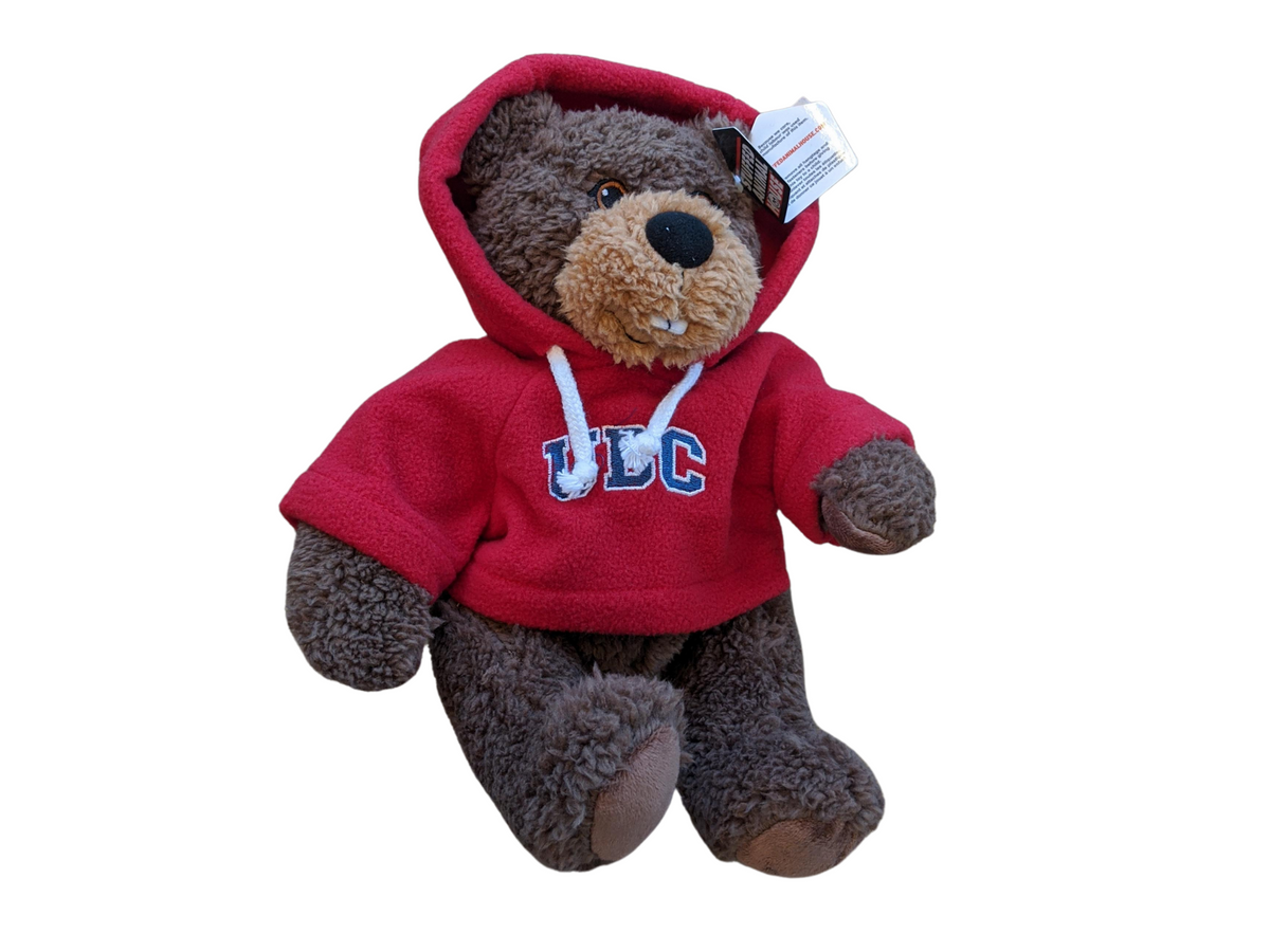 UBC Curly Critter Beaver with Red Sweater – Kelowna Visitor Centre